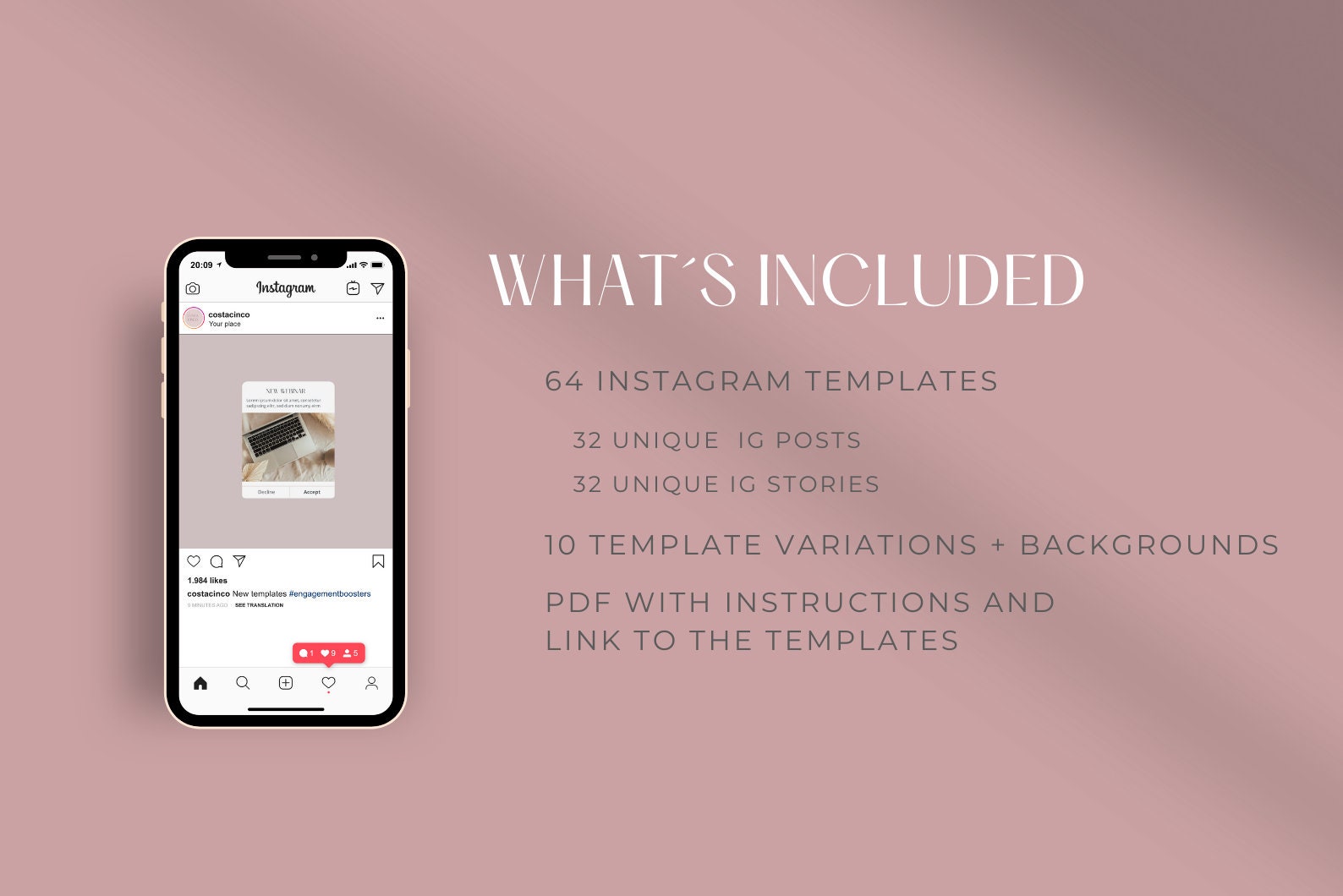 Instagram Notification Templates. Instagram Feed. Canva Template ...