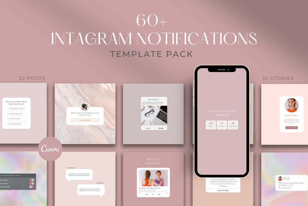 Instagram Notification Templates. Instagram Feed. Canva Template ...