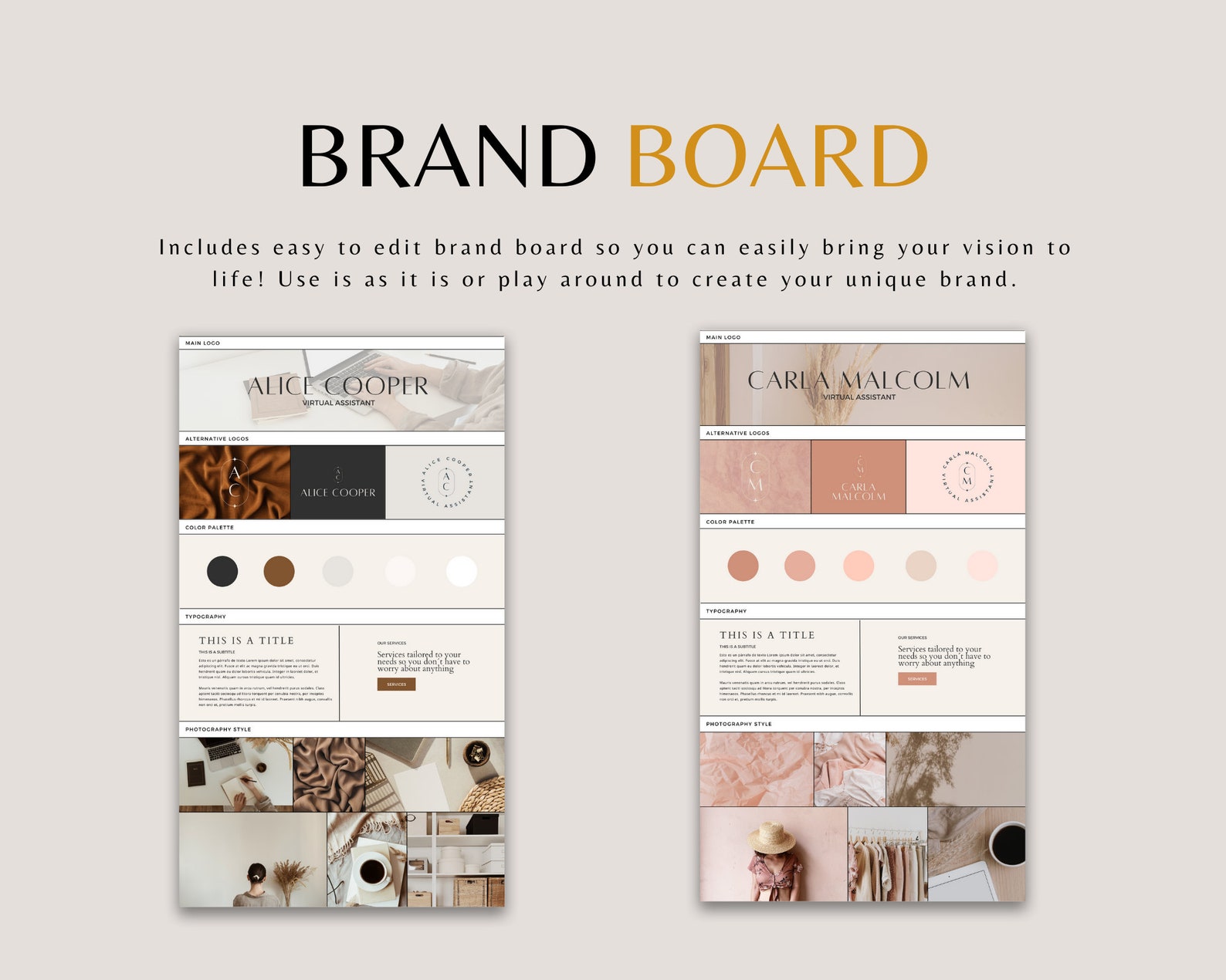 Branding Kit and 4 Logo Templates for Virtual Assistants, Logo Template ...