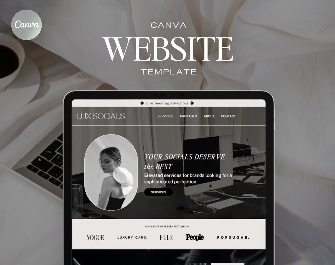 Canva Website Template for Social Media Managers, Marketing Agency ...