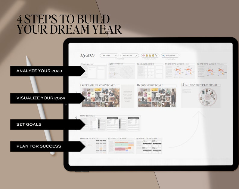 2025 Planner I Goal Planner & Vision Board Template I Productivity ...