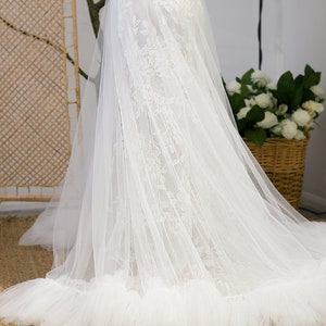 Rhiannon-openfront Bridal Detachable Train With Ruffle Edging - Etsy