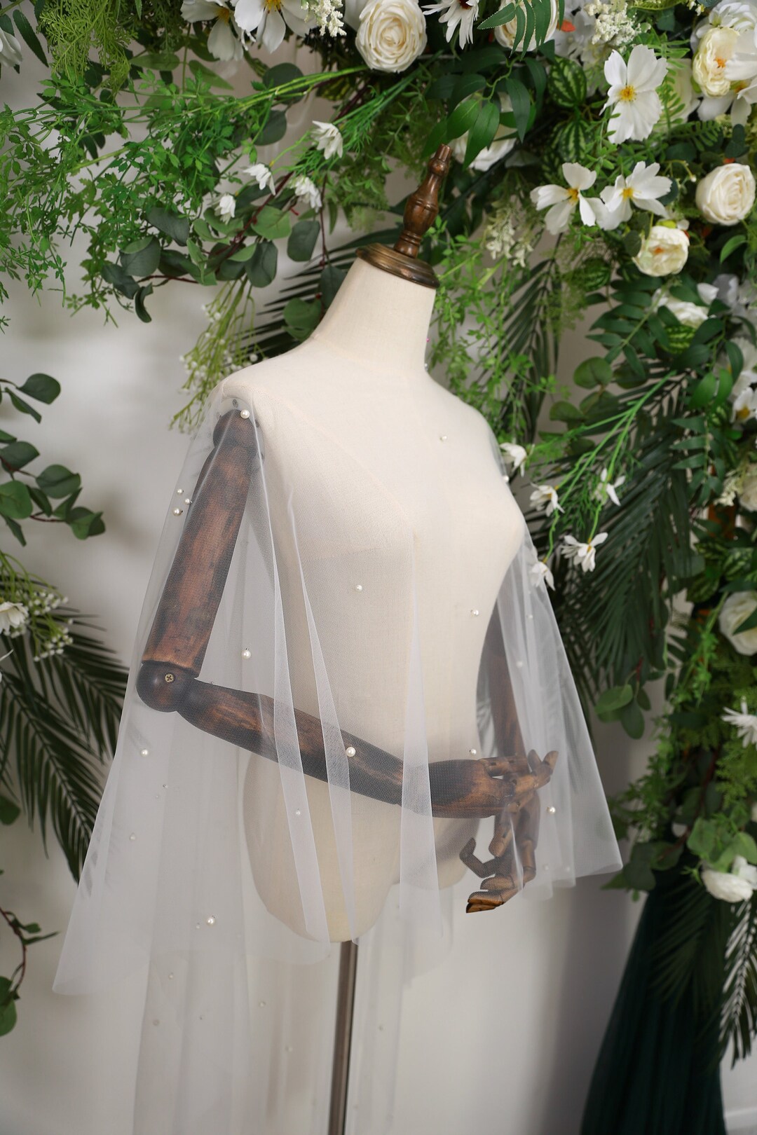 Pearl Cape, Bridal Cape, Super Soft Tulle Pearl Cape, Wedding Cape 03 ...