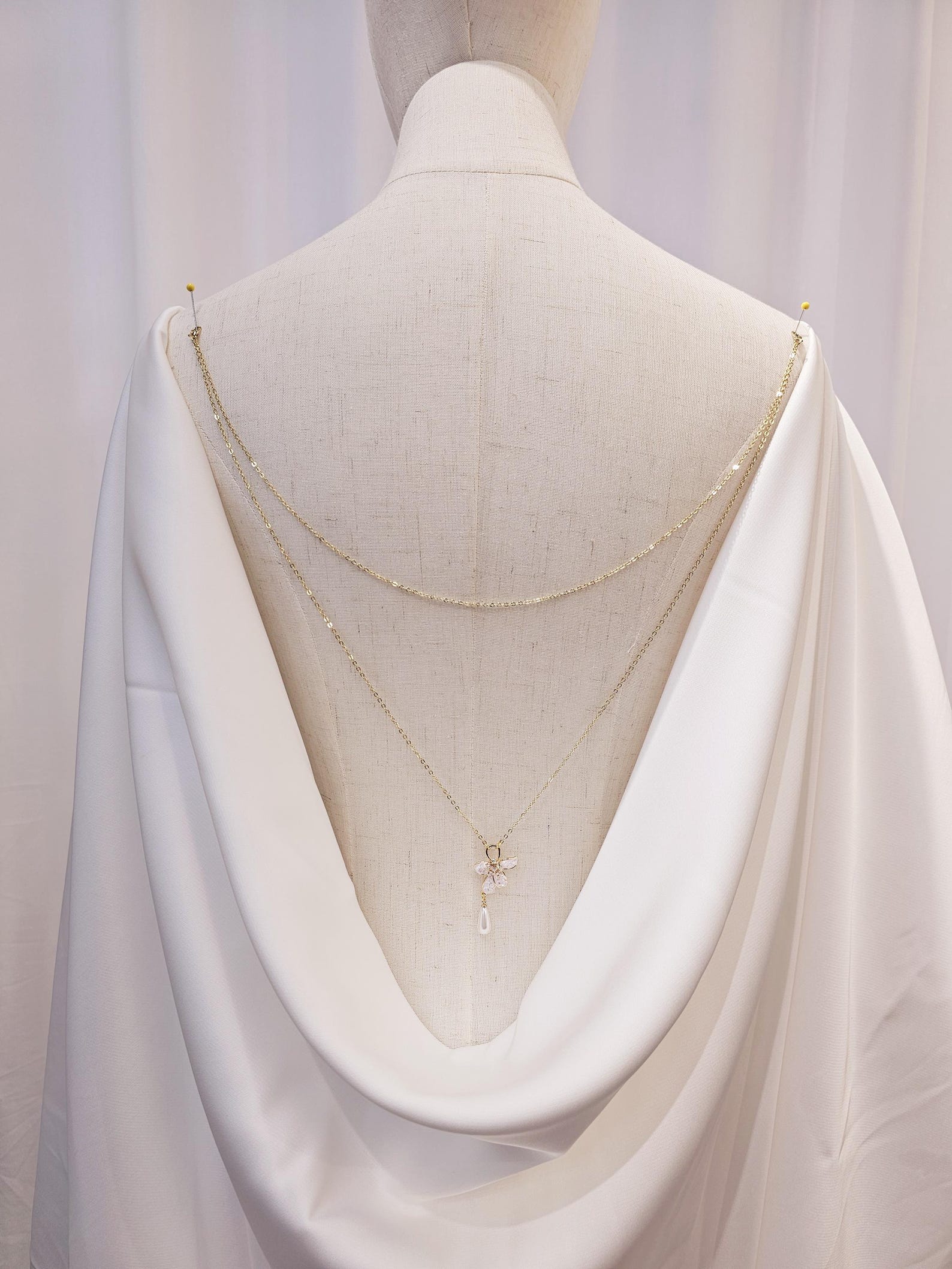 Crystal Bridal Backdrop Necklace: 14k Gold Plated Back Chain - Etsy