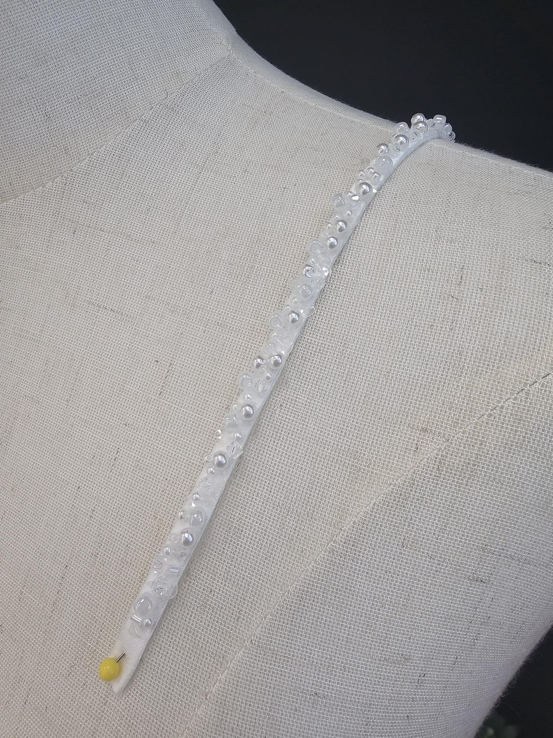 Pearl and Crystal Beaded Straps, Bridal Dress Straps, Thin Straps, Sew ...