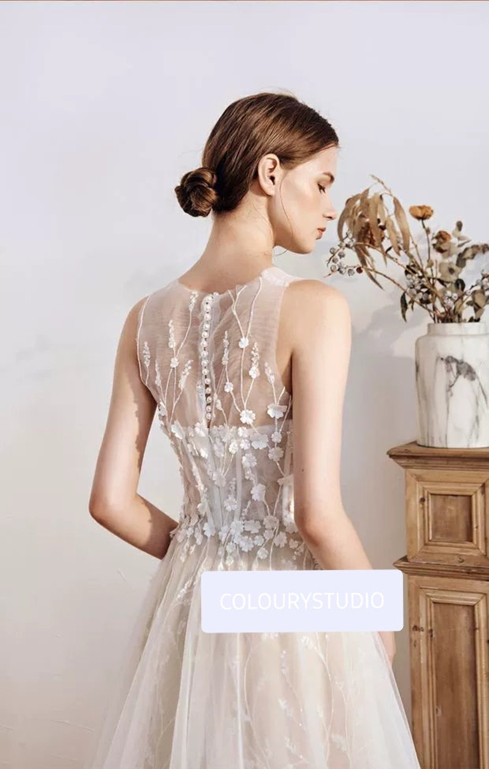 Elegant wedding dress Bridal dress with flowers Light weight | Etsy