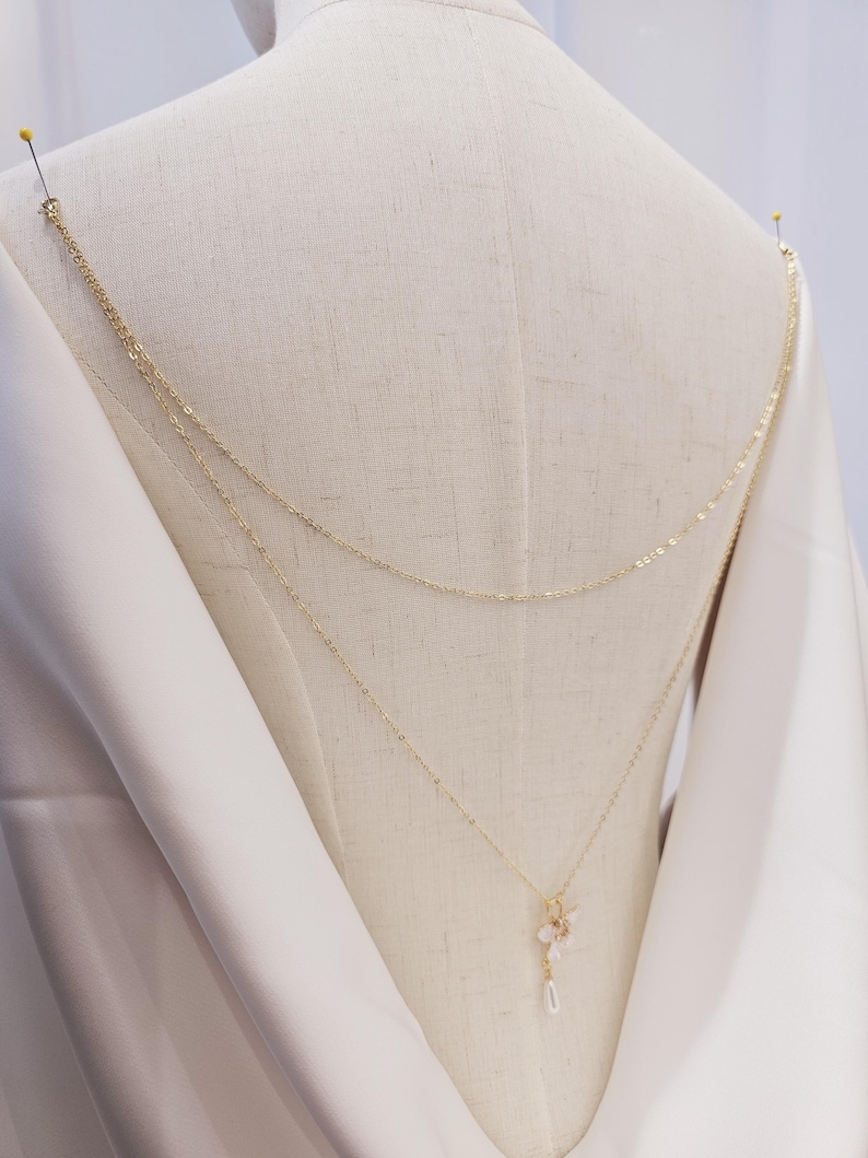 Crystal Bridal Backdrop Necklace: 14k Gold Plated Back Chain - Etsy