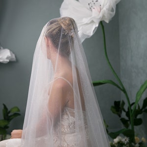 Dawn - 2 Tier Fine Glitter Bridal Veil, Bespoke Veil, Silver Glitter ...