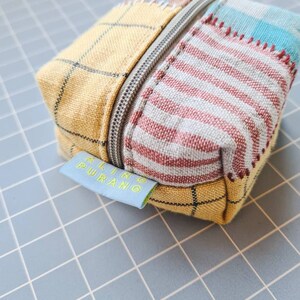 Upcycled Patchwork Linen Boxy Pouch Coin Purse Earphone Earbud AirPod ...