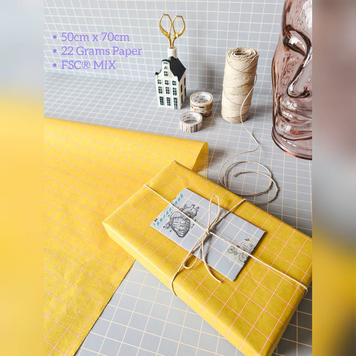 Retro Grid TISSUE PAPER Wrap Set of 5 Sheets Cute Packaging - Etsy