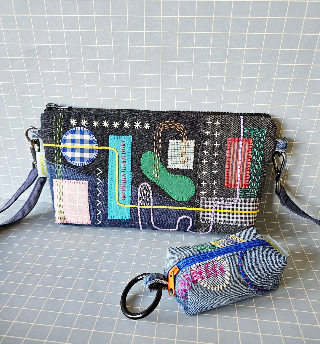 One-off Handmade Upcycled Denim Patchwork Sashiko Boro Phone Bag ...