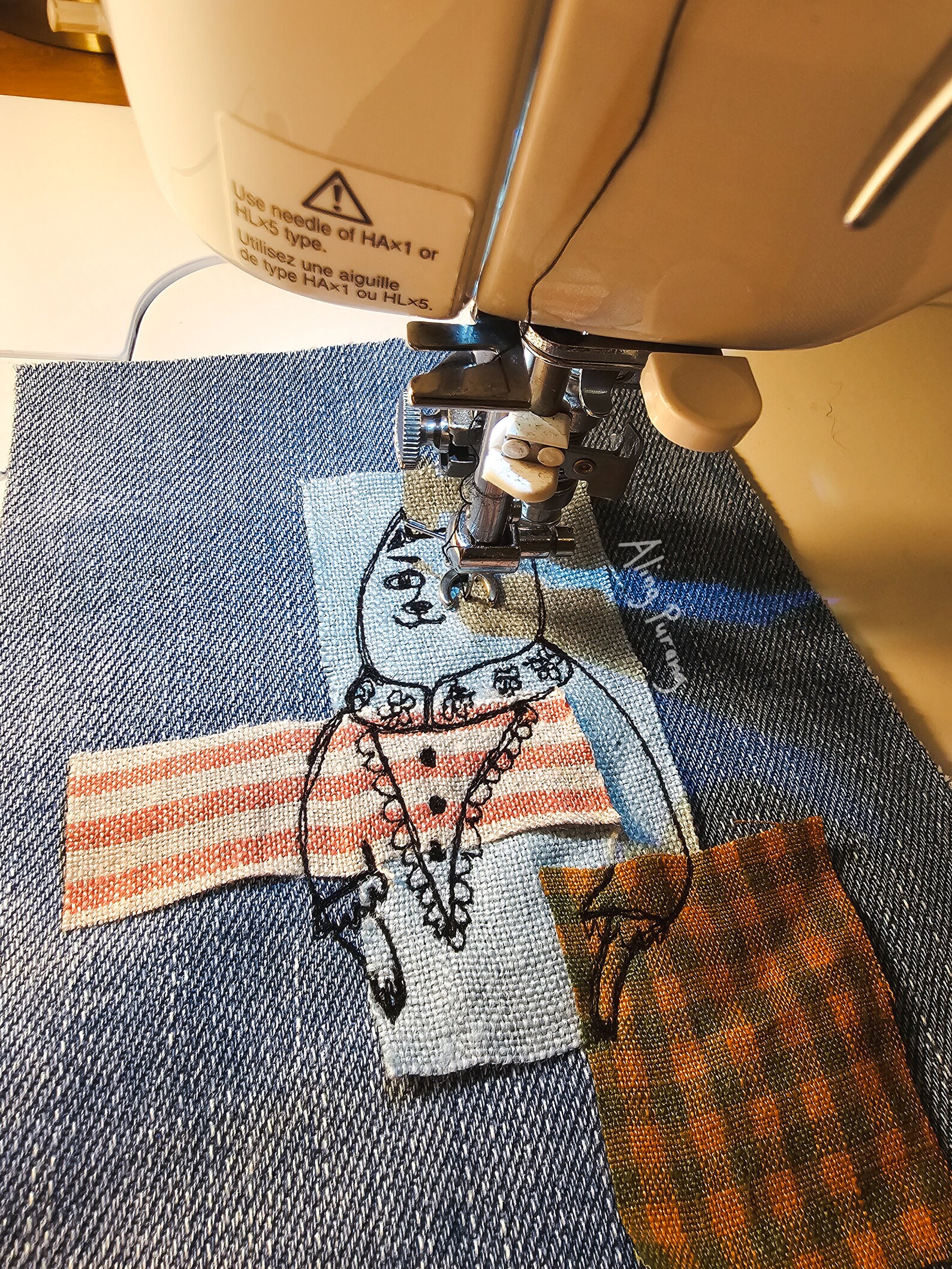 One off Piece Upcycled Denim Cat Coaster | Original Textile Art ...