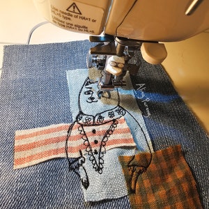 One off Piece Upcycled Denim Cat Coaster | Original Textile Art ...
