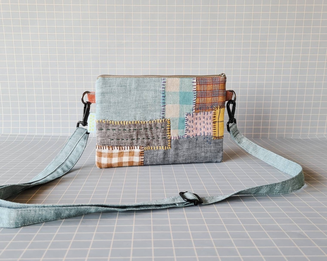 One-off Handmade Upcycled Patchwork Sashiko Boro Linen Phone Bag ...