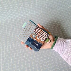 Upcycled Patchwork Sashiko Cotton Canvas Coin Purse | Double Zippered ...