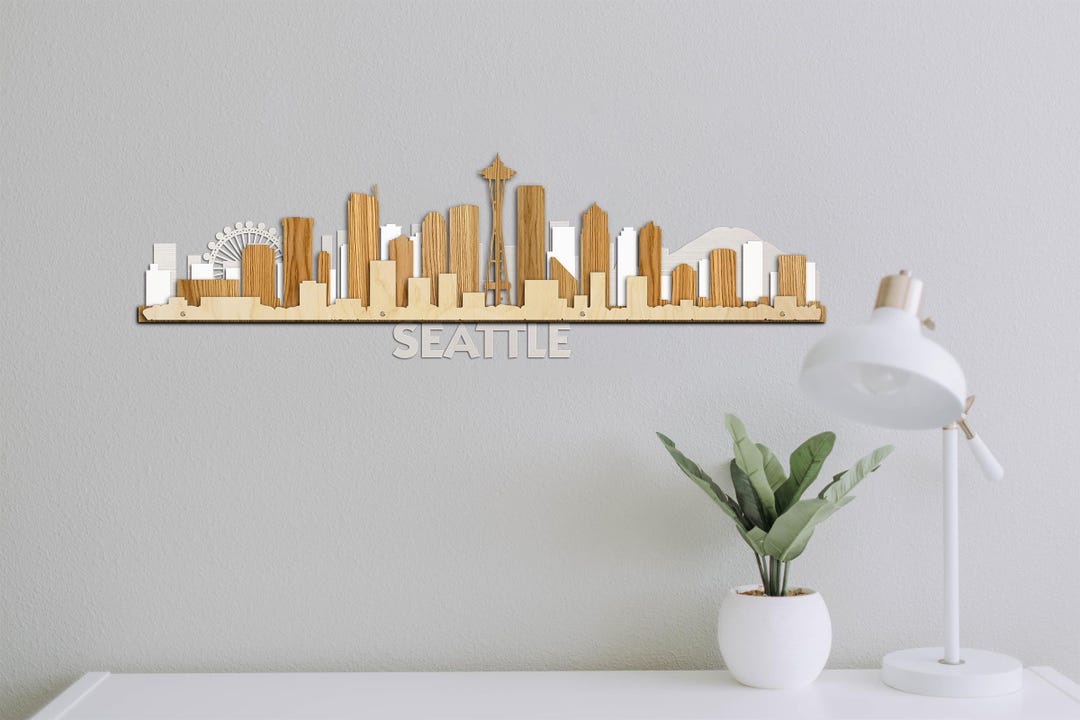 Seattle Skyline 3d Layered Laser Cut Wooden Cityscape Wall Art US Duty ...