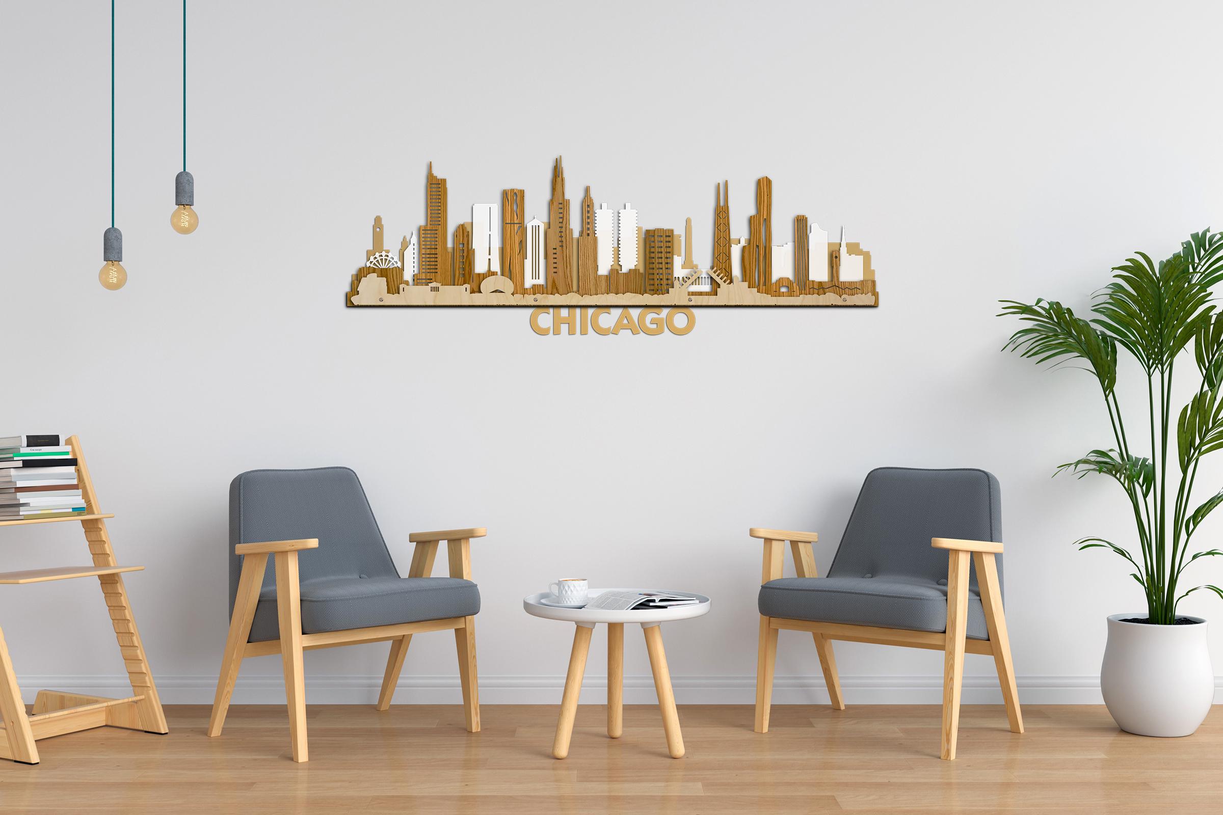 Chicago Wall Decor Large 3d Skyline Layered Detailed Laser Cut Large ...