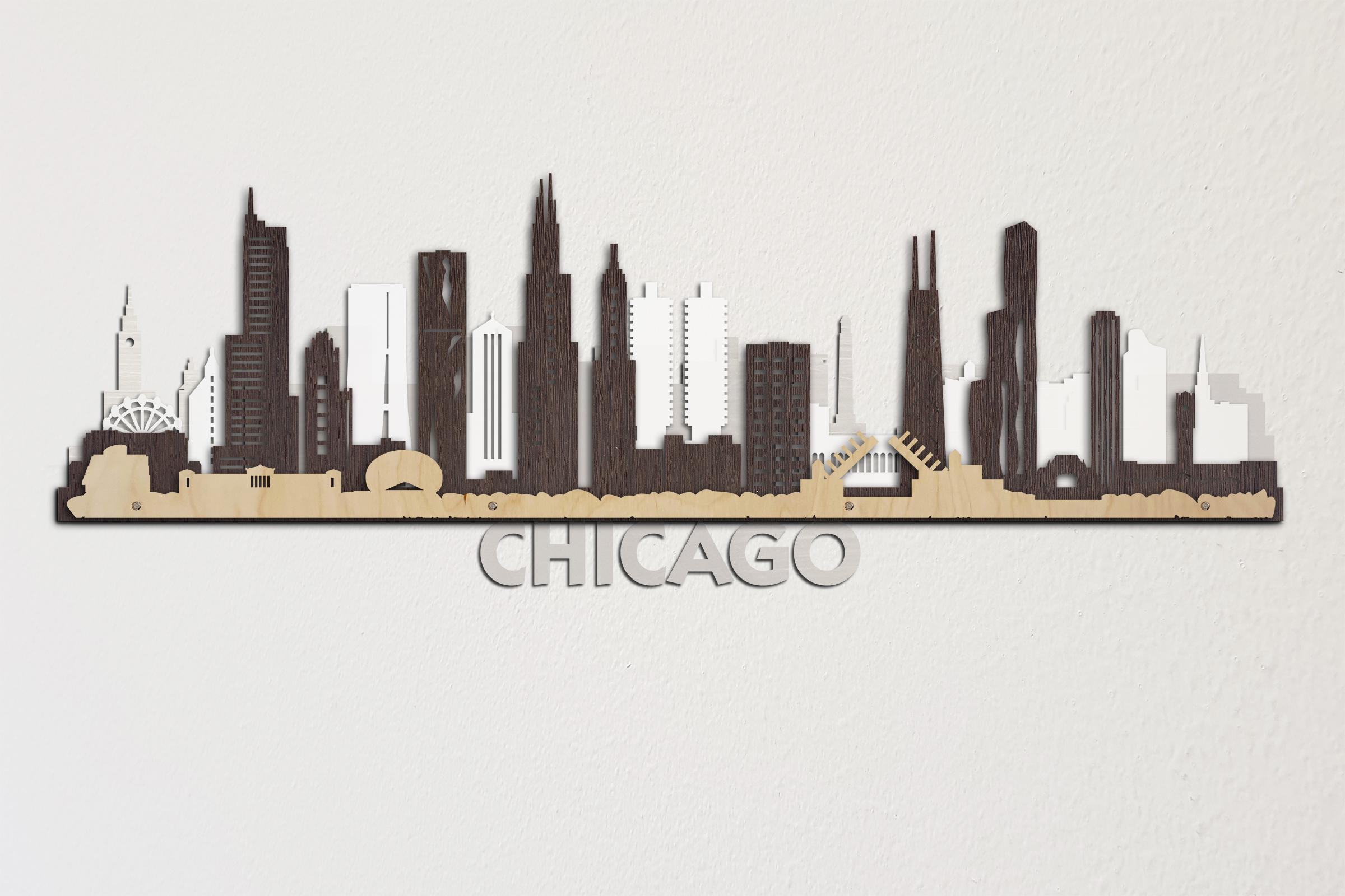 Chicago Wall Decor Large 3d Skyline Layered Detailed Laser Cut Large ...