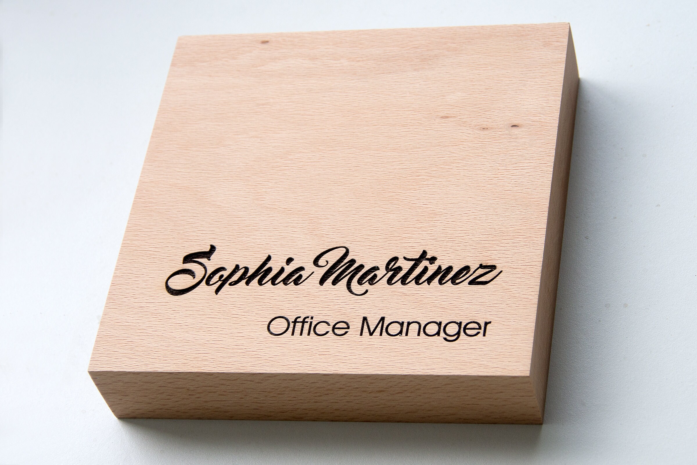 Wooden Office Sign - Personalized Solid Beech Sign - Office Name Plate ...