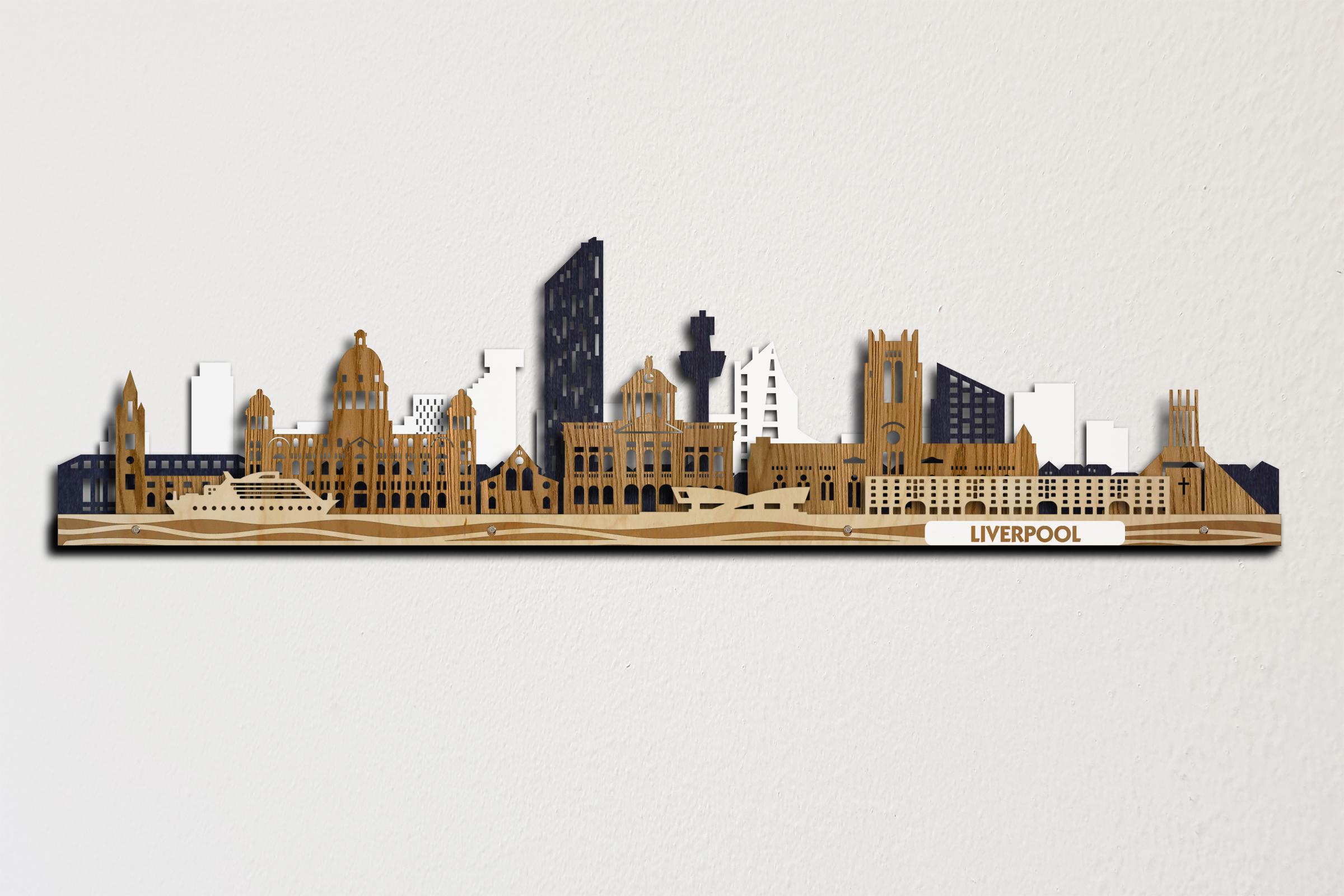 Liverpool Skyline Colored 3d Wooden Cityscape Layered Laser Cut Wall ...