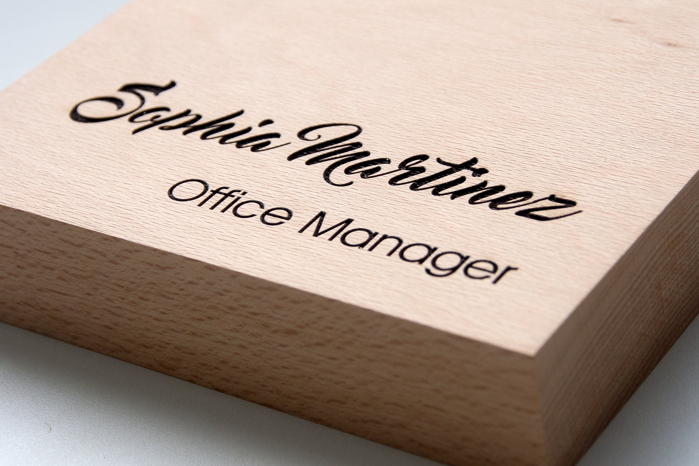 Wooden Office Sign - Personalized Solid Beech Sign - Office Name Plate ...