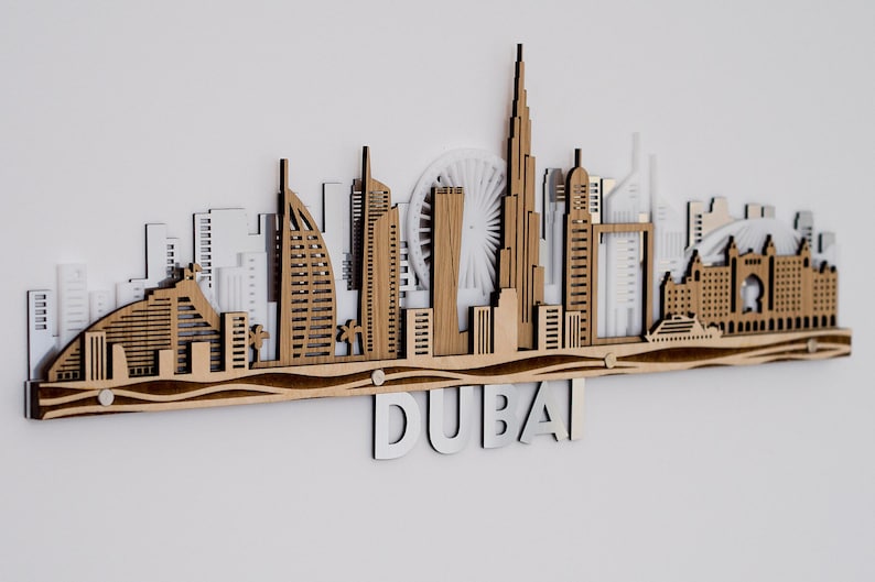 Large Dubai Skyline 3d Layered Laser Cut Big Wooden Wall Art - US Duty ...