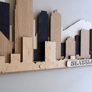 Seattle Skyline Colorful 3d Layered Laser Cut Wall Art Wooden Cityscape ...
