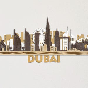 Large Dubai Skyline 3d Layered Laser Cut Big Wooden Wall Art - US Duty ...