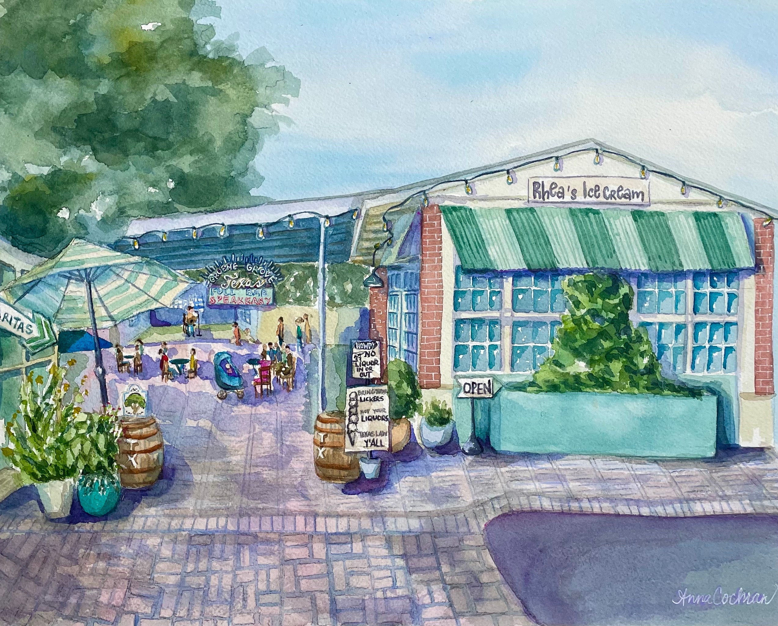 Gruene Grove and Rhea's Ice Cream - Print - Etsy