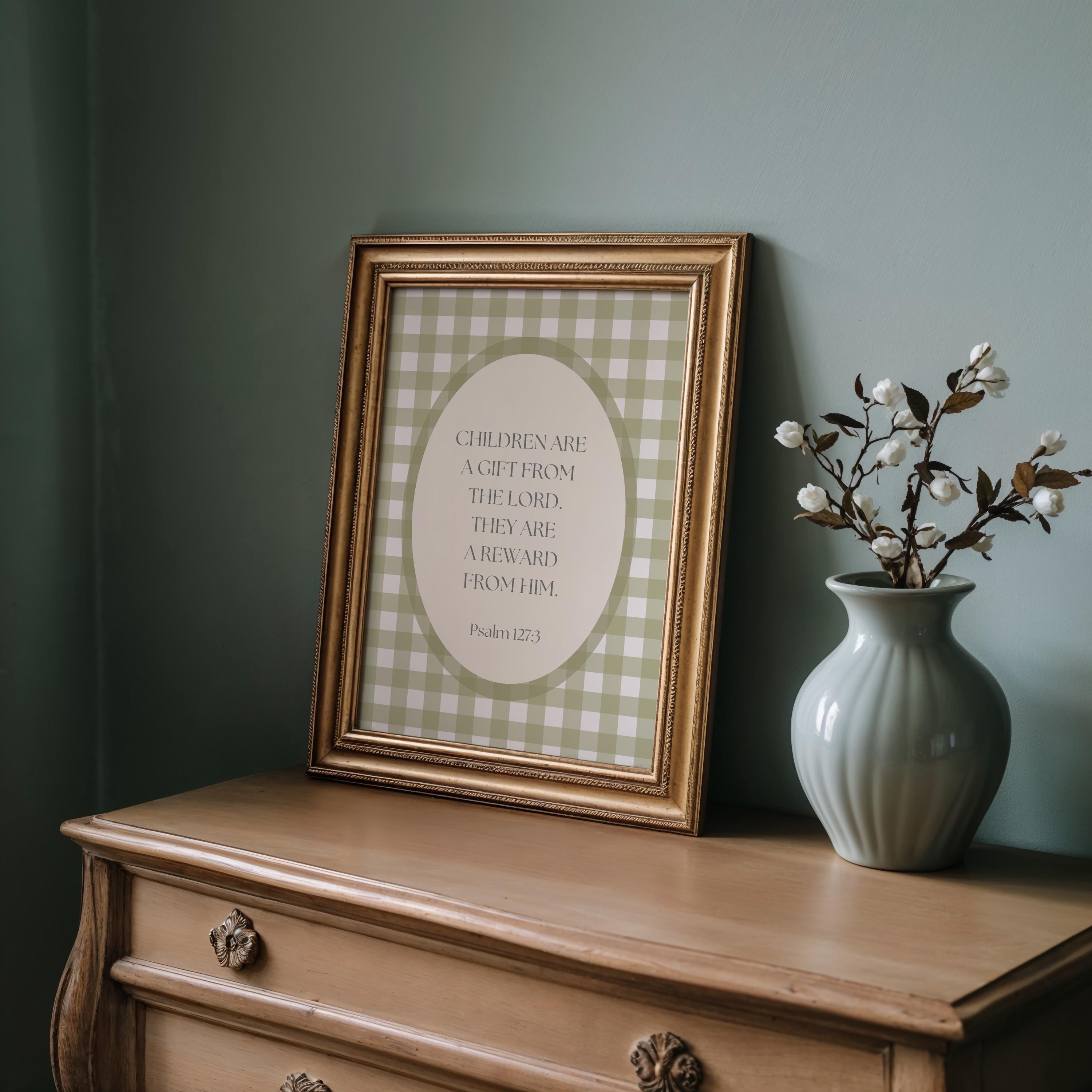 Psalm 127:3 Nursery Print Vintage Green Bible Verse Wall Art • 1250 - Etsy