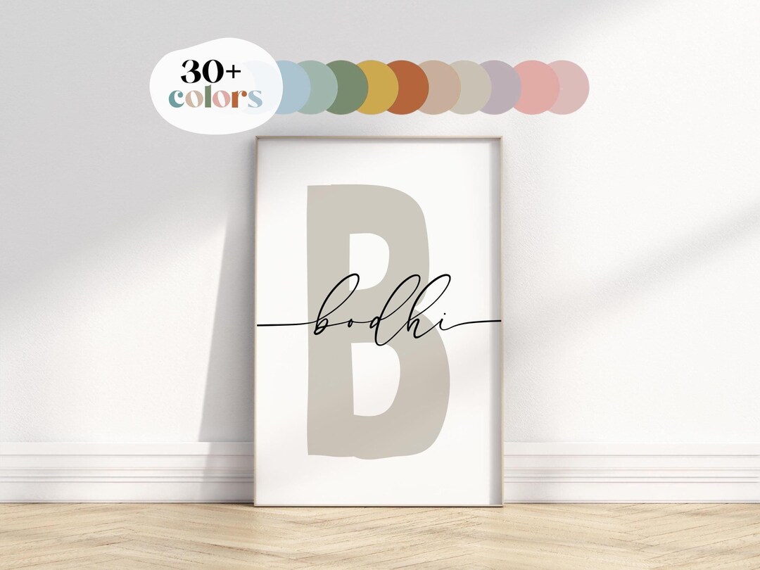 Custom Initial Print, Modern Name Sign, Personalised Initial Name Print ...