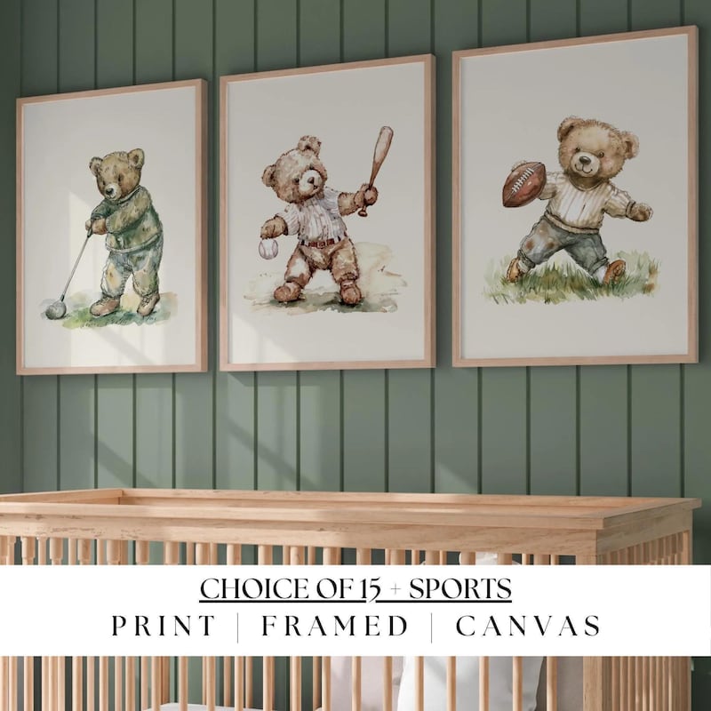 Vintage Sport Bear Print - Etsy