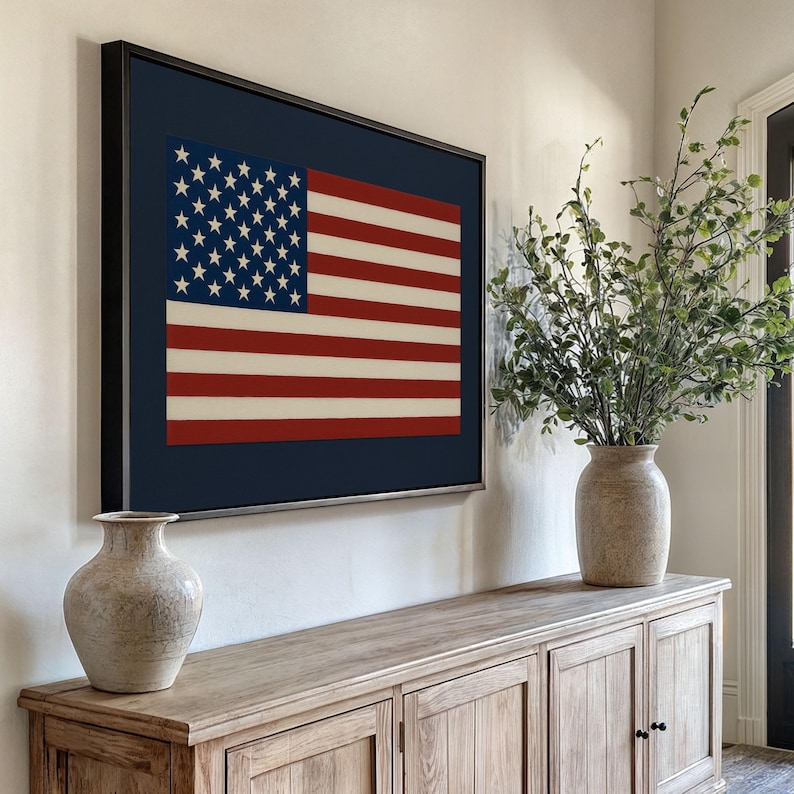 American Flag Oil Painting ∙ Rustic Patriotic Wall Art - Etsy