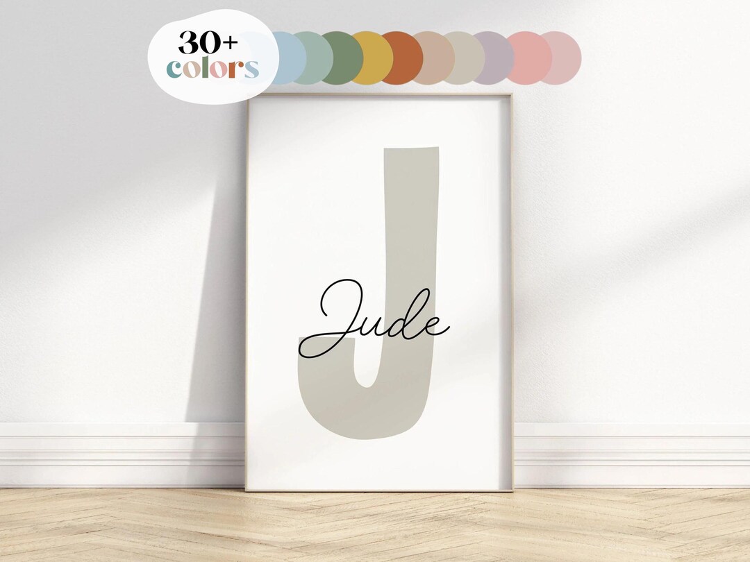 Custom Initial Print, Printable Name Sign, Personalised Initial Name ...