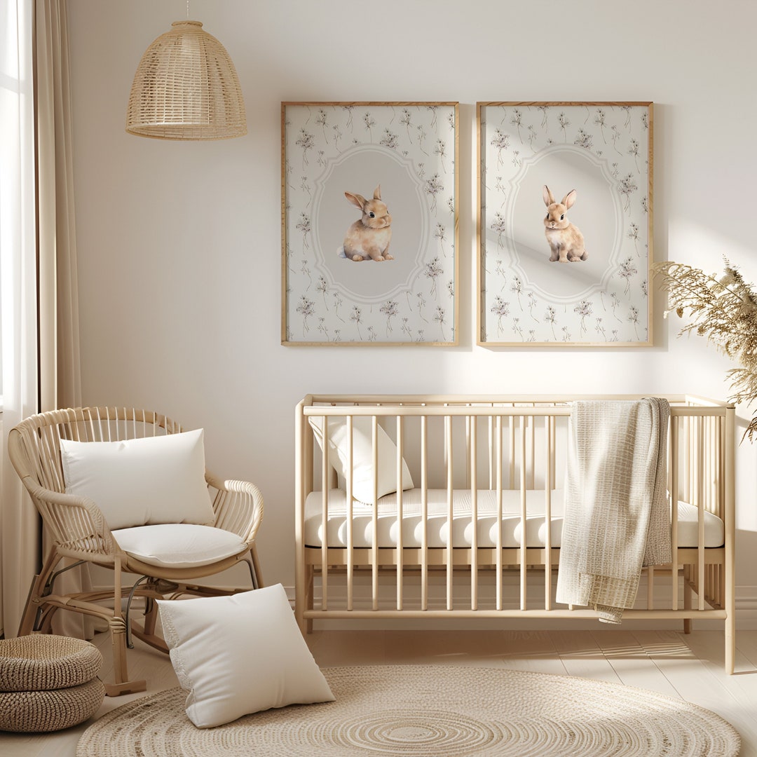 Bunny Nursery Wall Art, Girls Nursery Decor, Watercolor Woodland ...