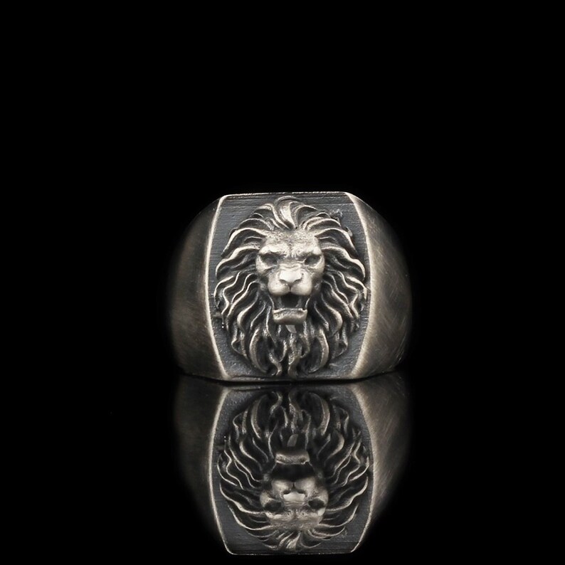 Mens Sterling 925 Silver Lion Theme Handmade Ring Men Jewelry, Lion ...