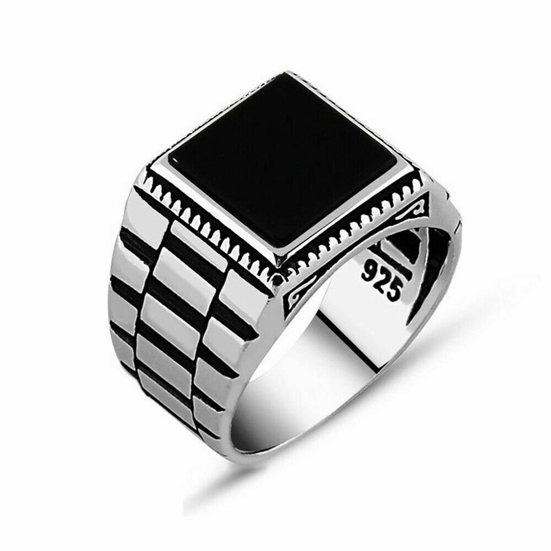 Men Ring Handmade Jewelry 925 Sterling Silver With Square Black Onyx ...