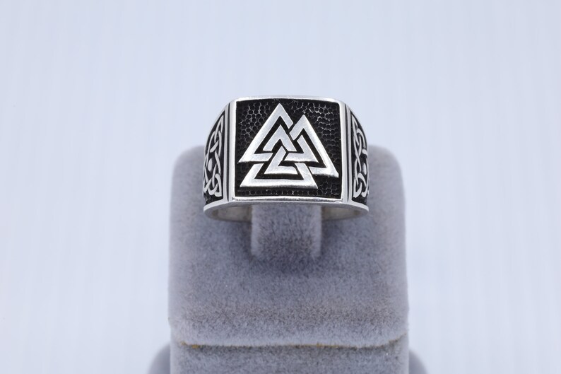 Men Viking Ring With Valknut Signet Scandinavia 925 Sterling Silver ...