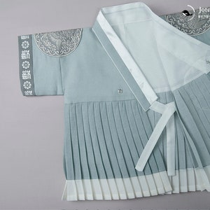 Royal Sky Blue Phoenix Embroidery Baby Boy Hanbok 100days Hanbok, Dol ...