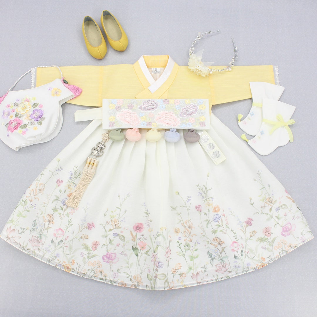 Lemon Yellow Cute Hanbok Girl 100 Days 1-13 Y/O Baby - Etsy