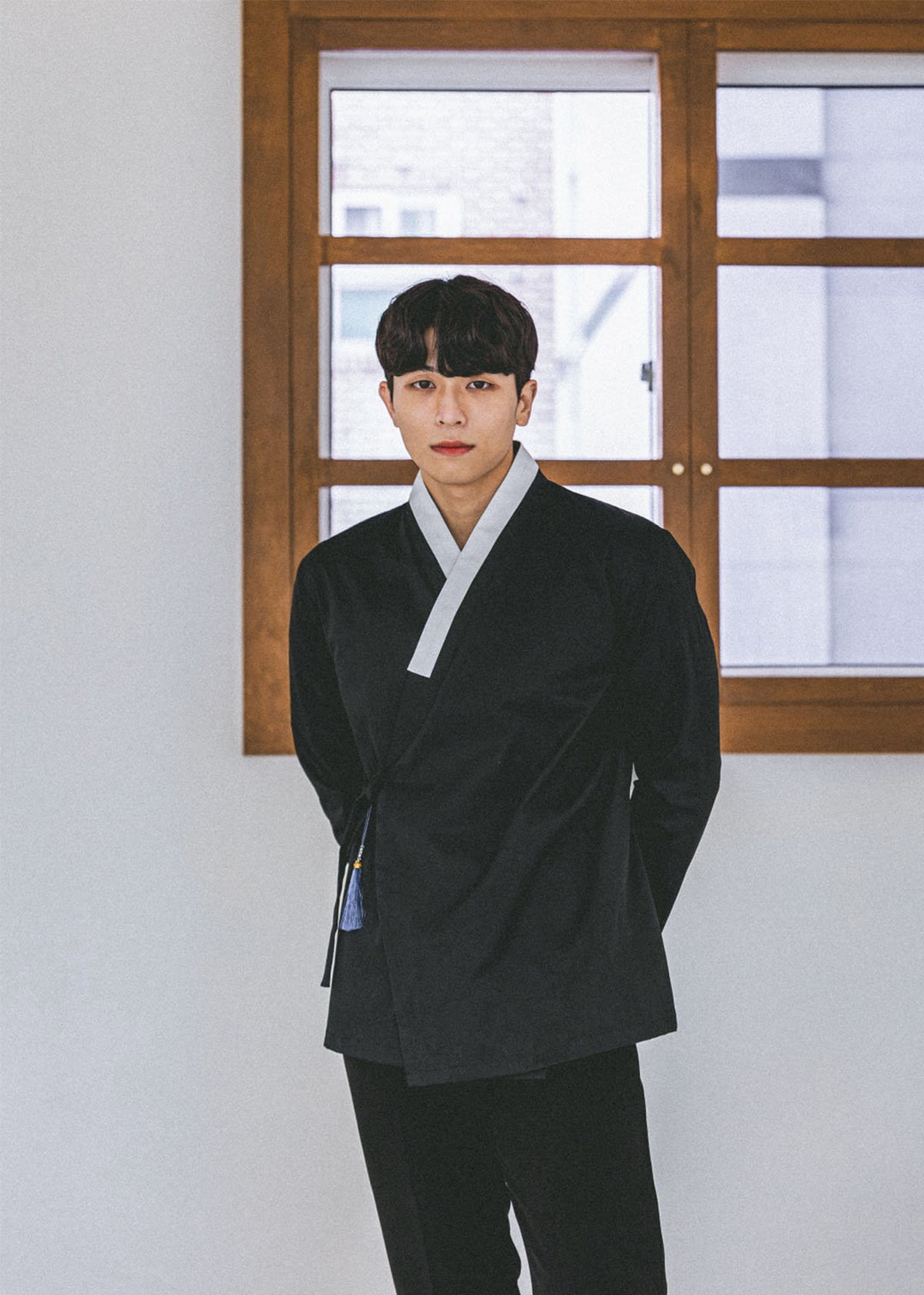 Line Black Modern Hanbok Shirt for Men Modern Hanbok Modern Korean ...