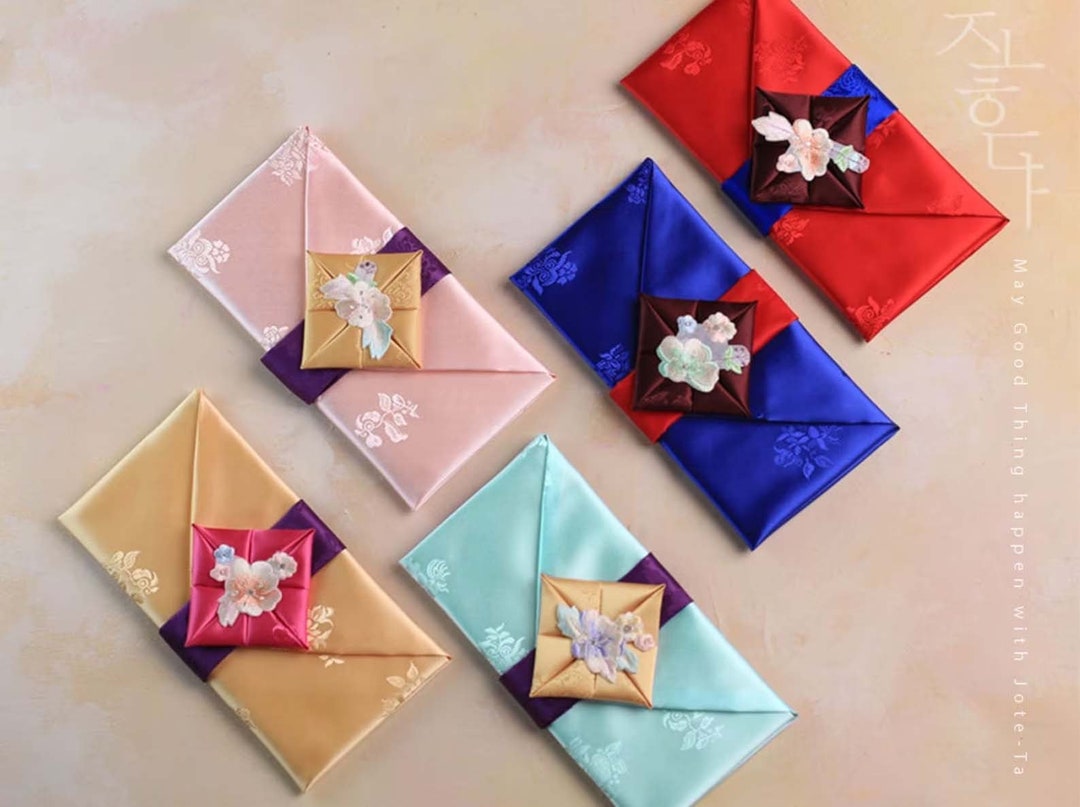 Floral Silk Korean Money Envelope 5 Colors Bojagi Fabric Quality Fabric ...
