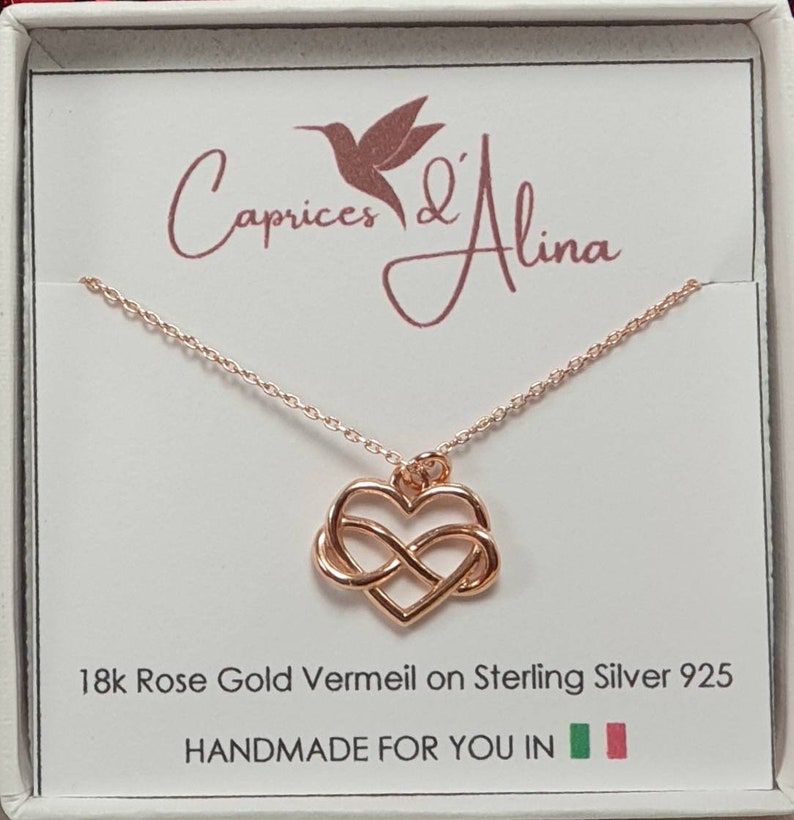 Heart Infinity Necklace Sterling Silver Rose Gold Infinite | Etsy