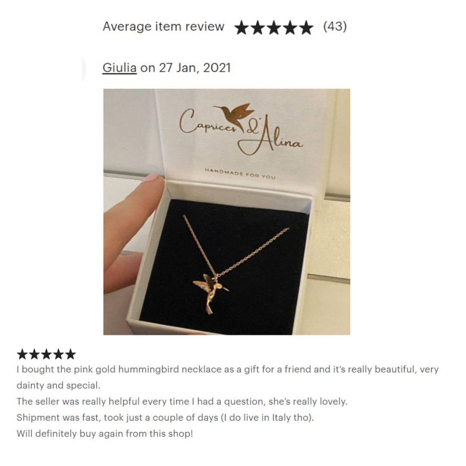 Colibri Sterling Silver 925 or Rose Gold Plated Necklace ~ Hummingbird ...