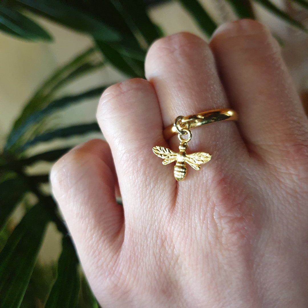 Gold Bee Ring, Gold & Sterling Silver Ring, Bumble Bee Themed Gifts ...