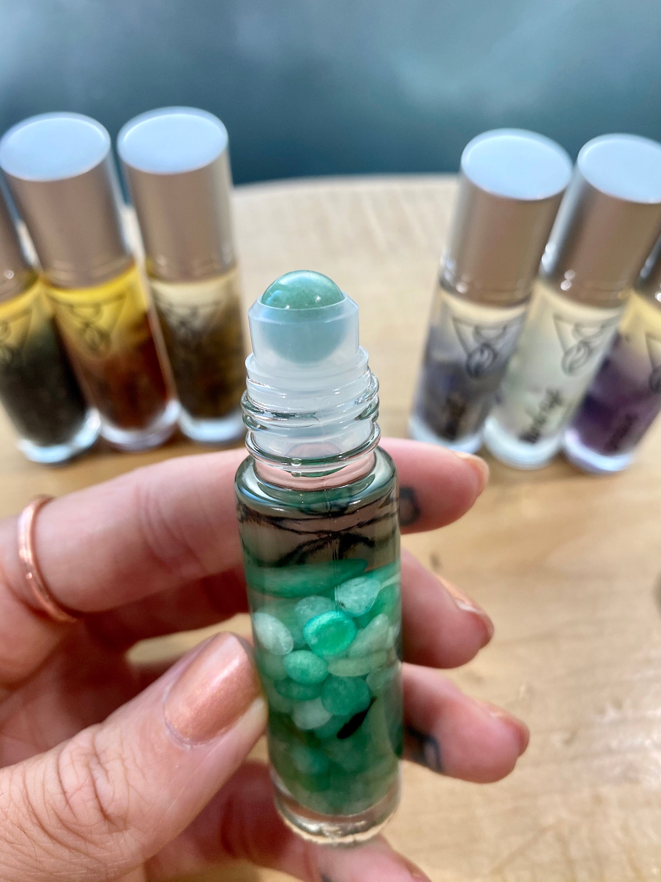 Chakra Essential Oil Crystal Infused set Aromatherapy | Etsy