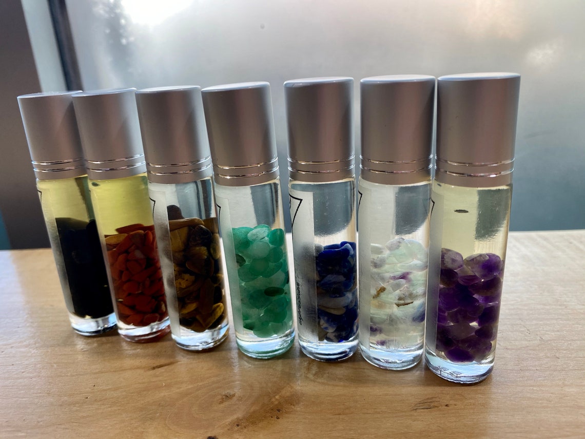 Chakra Essential Oil - Crystal Infused Set -aromatherapy Natural ...