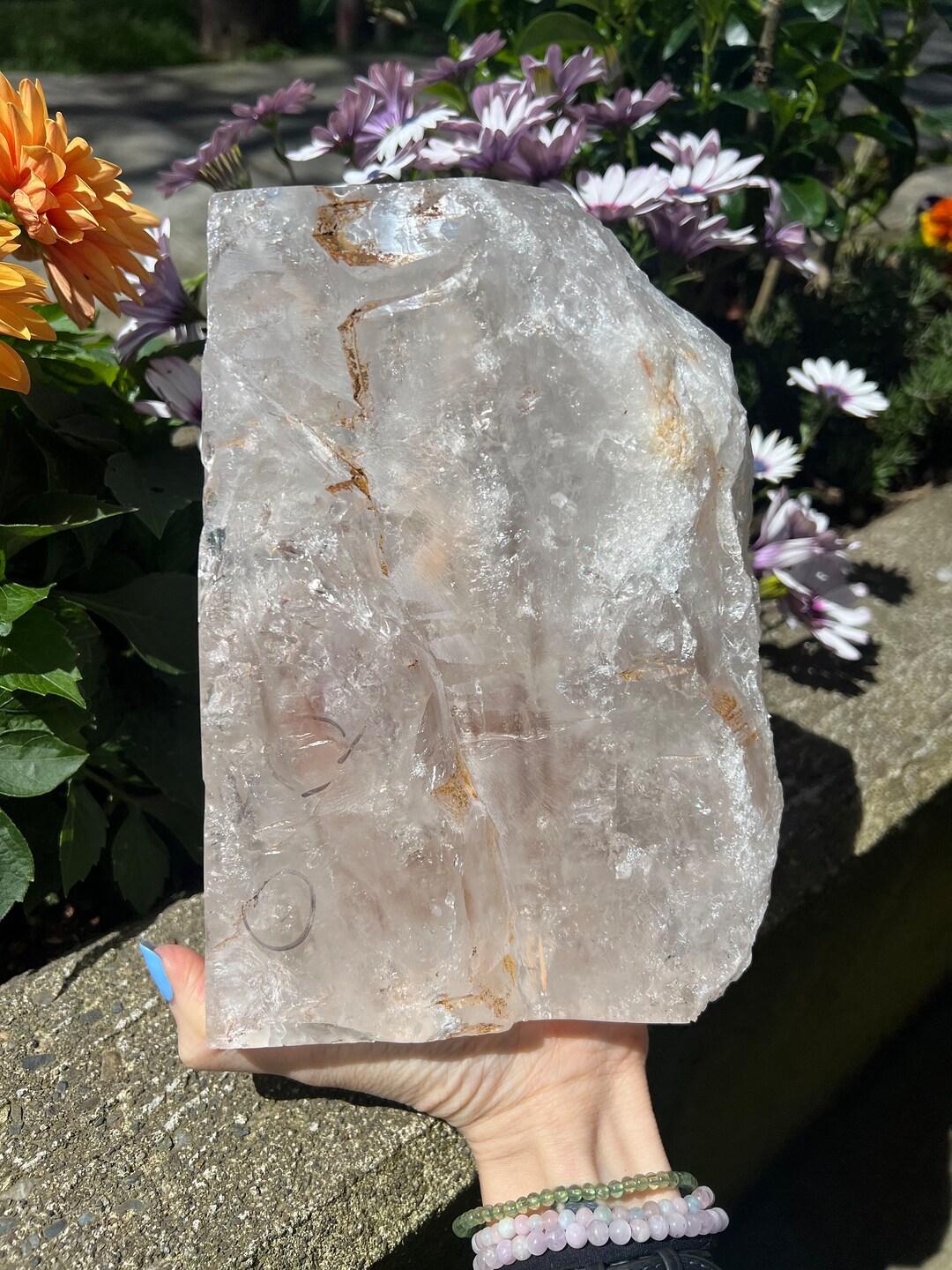 Clear Quartz Slab Enhydro Quartz Raw and Polished - Million Year Old ...