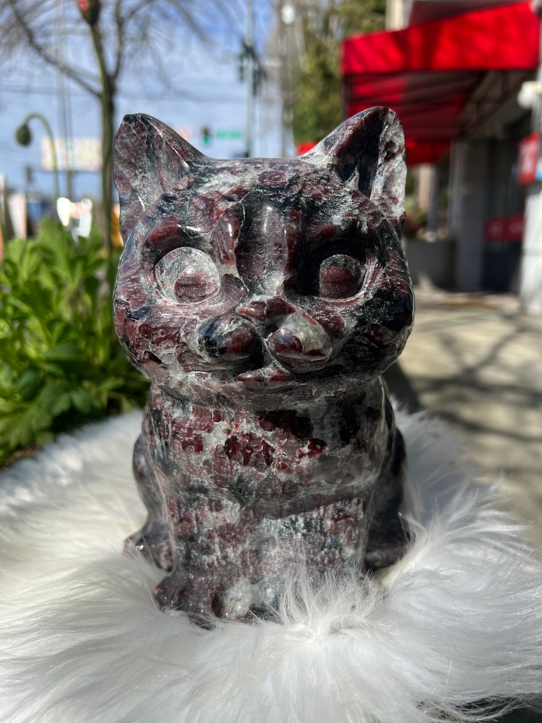 Garnet Crystal Cat - Adorable Carving Kitty, Kitten, Grounding ...