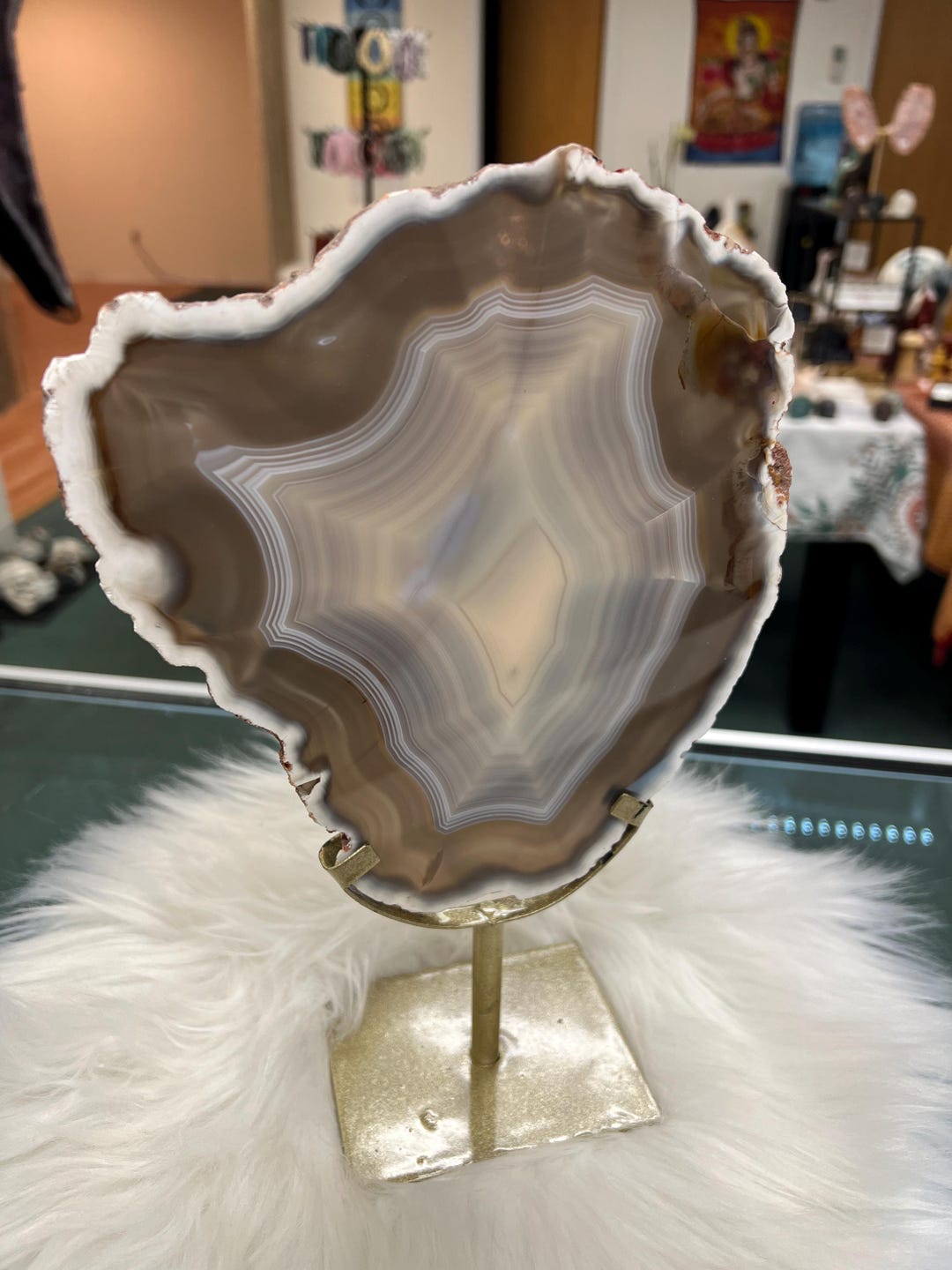 Agate Geode Slice on Stand - Geode Plate, Display, From Brazil ...